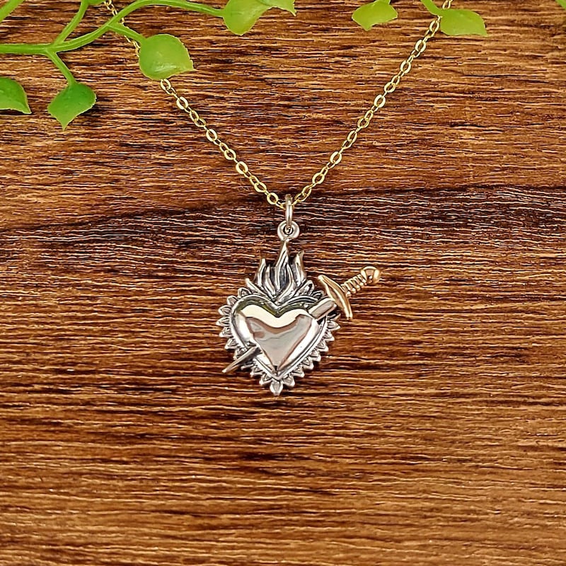 Heart and Sword Necklace - Etsy