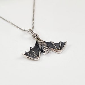 Sterling Silver Bat Necklace, Bat Wings Charm, Bat Charm, Dainty Bat ...