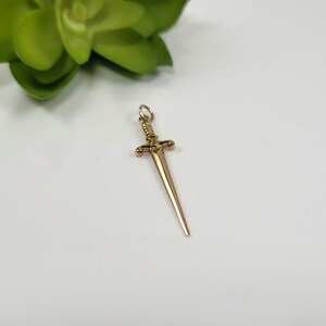 Gold Sword Charm Necklace, All Gold Sword Necklace, Gold Sword Pendant ...