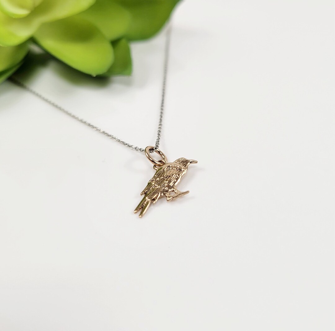 Tiny Gold Raven Charm, Gold Raven Necklace, Small Gold Raven Charm ...