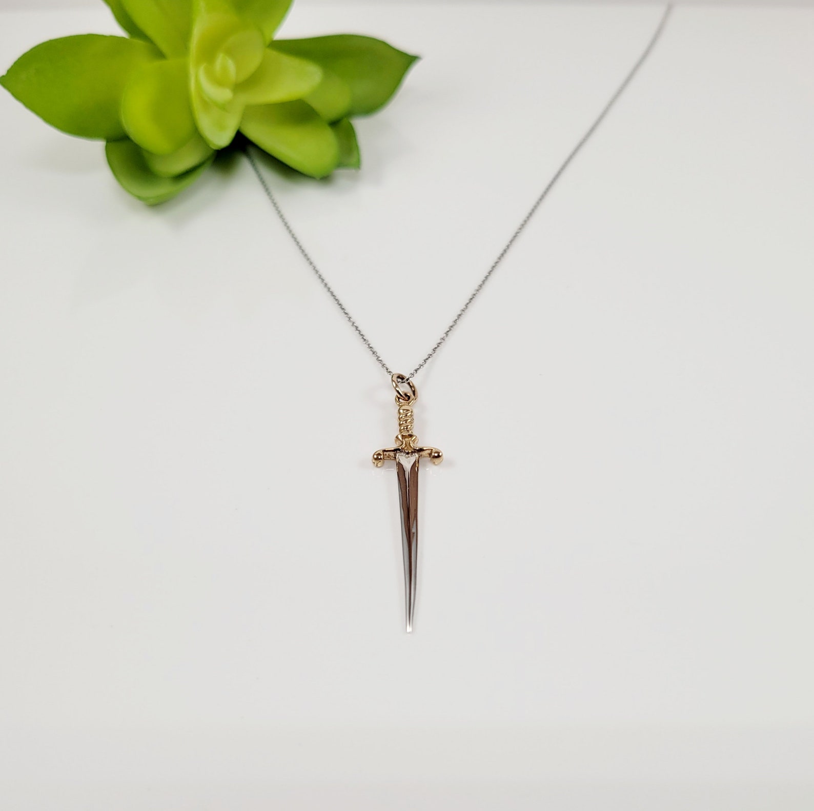 Sword Charm Necklace, Sterling Silver Sword Necklace, Sword Pendant ...