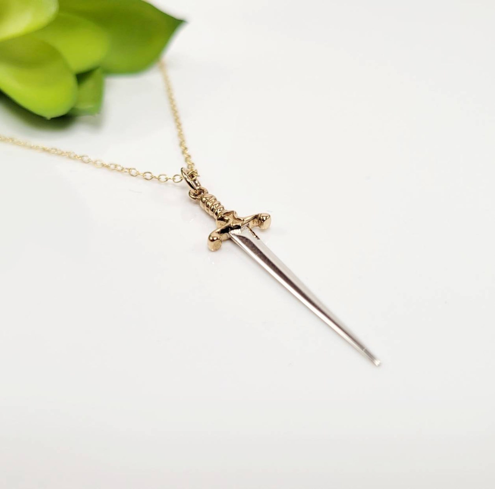 Sword Charm Necklace, Sterling Silver Sword Necklace, Sword Pendant ...