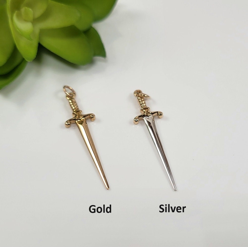 Gold Sword Charm Necklace, All Gold Sword Necklace, Gold Sword Pendant ...