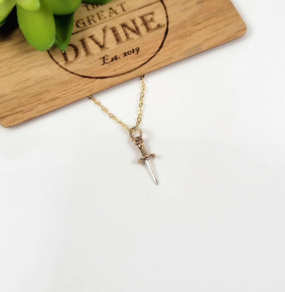 Dainty Sterling Silver Sword Necklace: Mini Charm Pendant - Etsy