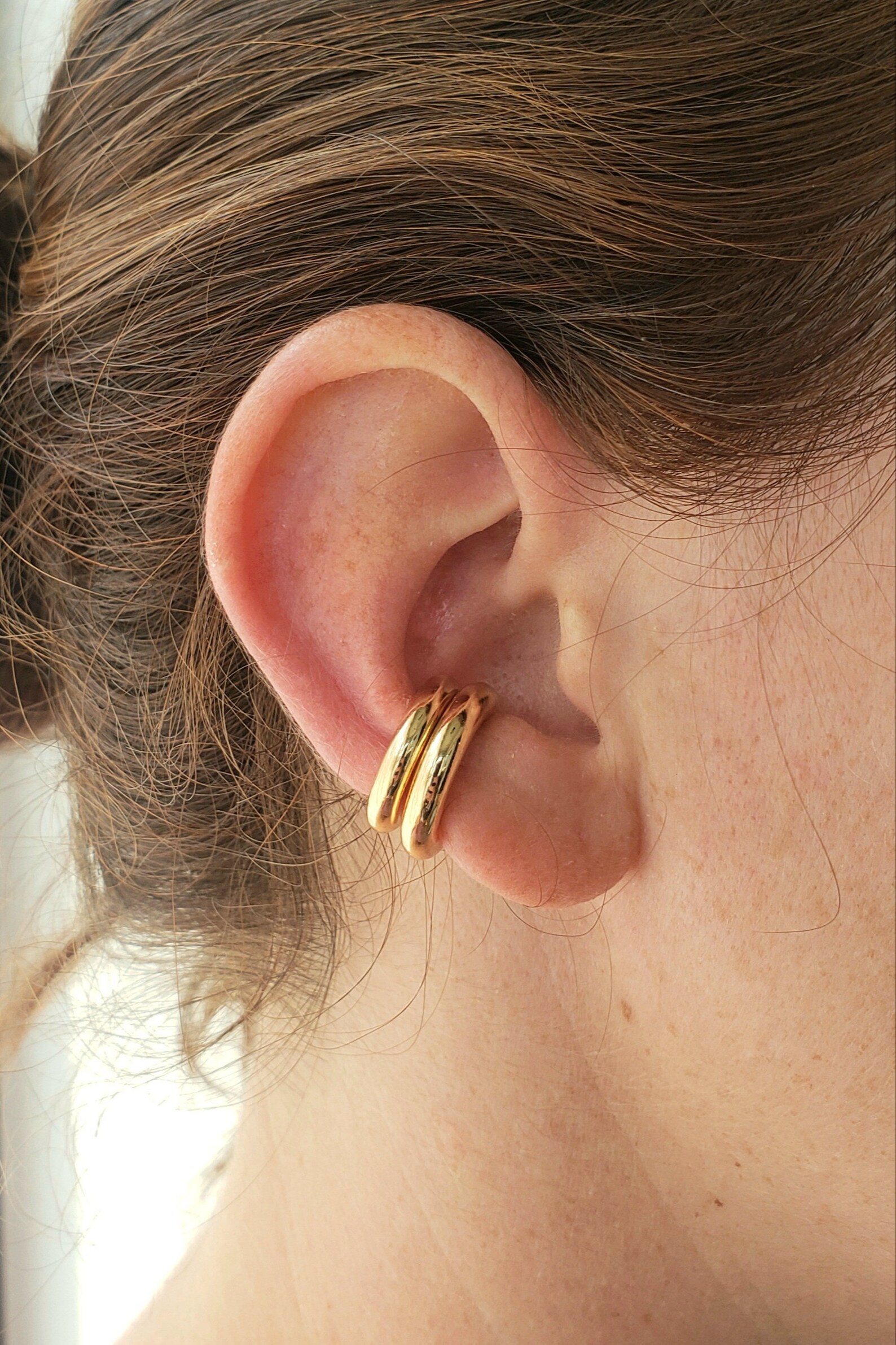 Solid Ear Cuff Set Double Ear Cuff Gold Double Ear Cuff - Etsy