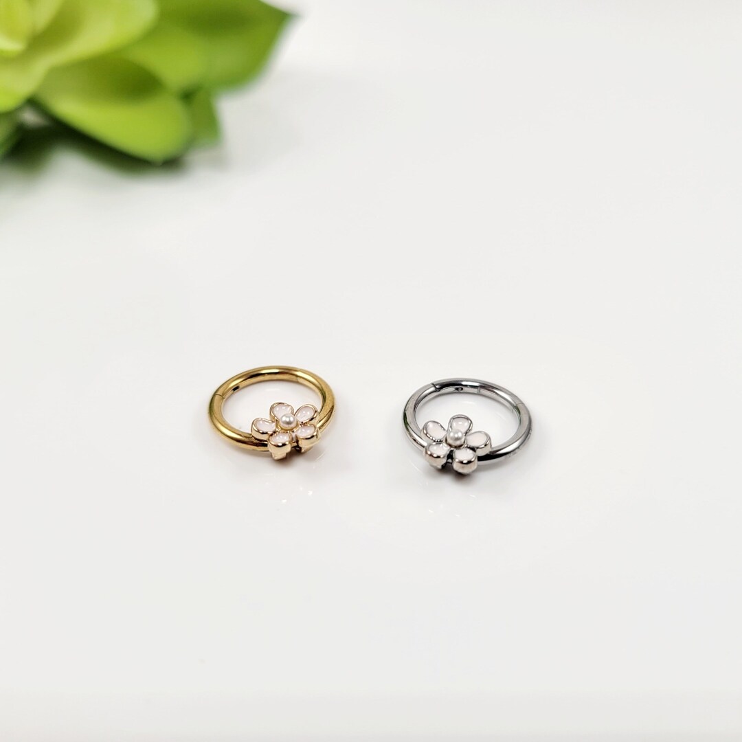 16g Septum Ring With Small Flower Flower Septum Ring Cute - Etsy