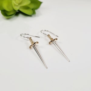 Sterling Silver Sword Earrings, Sword Drop Earrings, Dagger Earrings ...