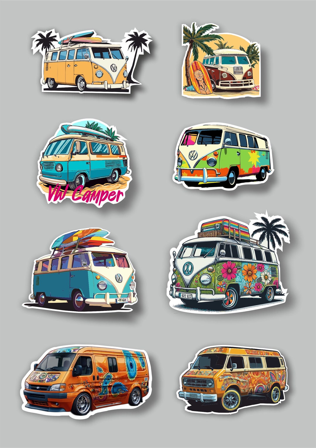 Custom Camper Van Vinyl Stickers. Funky Designs for Laptops, Backpacks ...