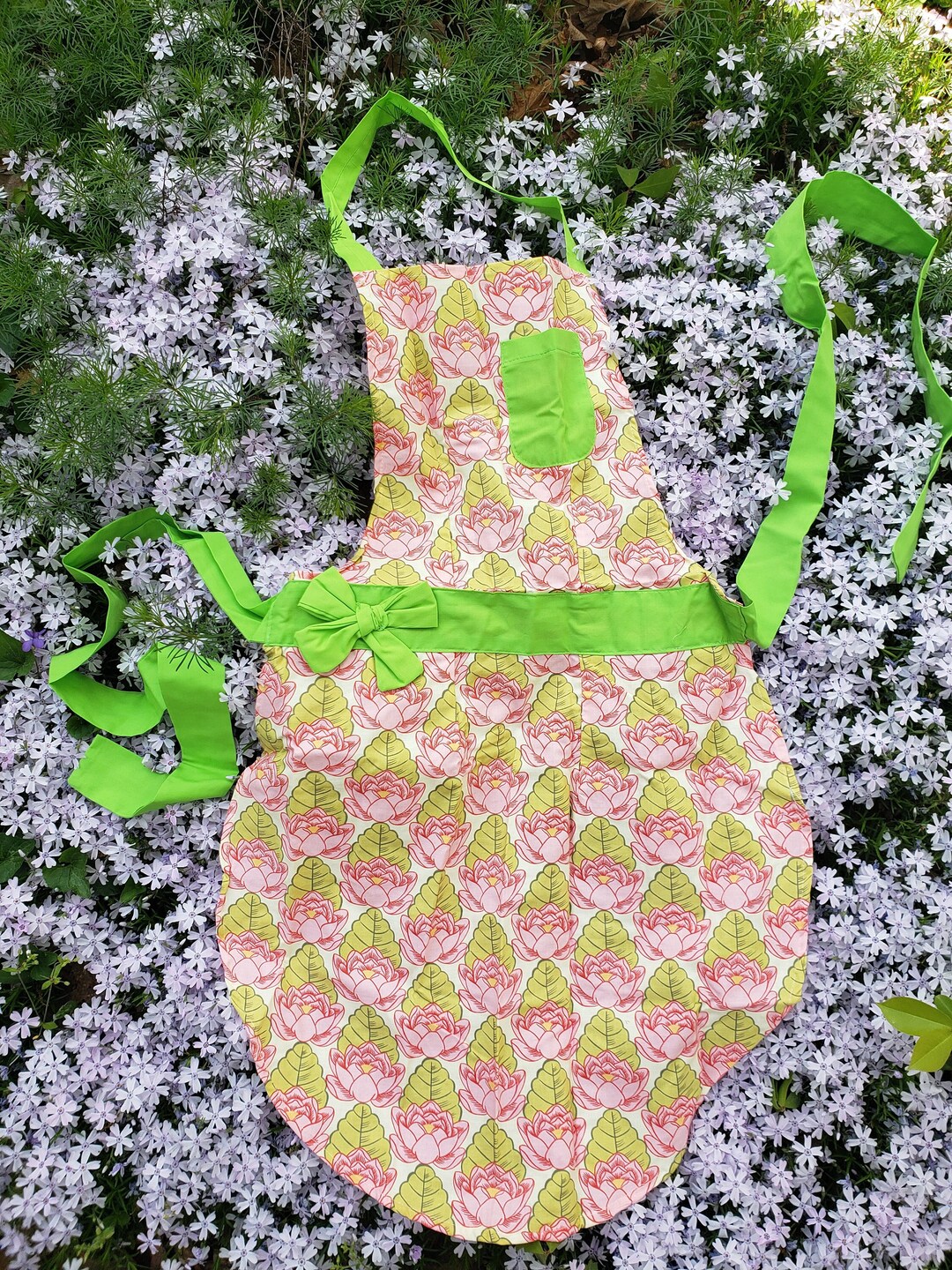 Pink Vintage Style Floral Apron With Bow - Etsy