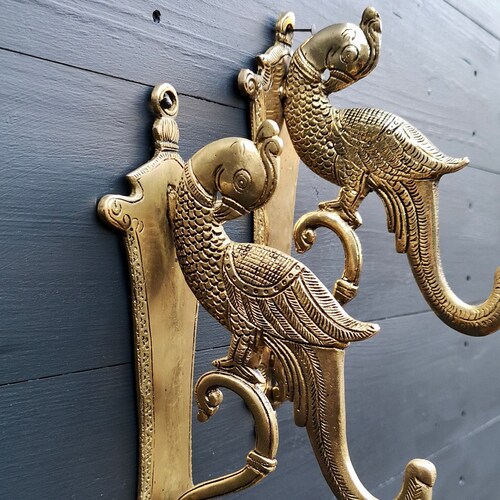 Pair of Ornate Handcrafted Parrot Design Brass Wall Hooks With - Etsy