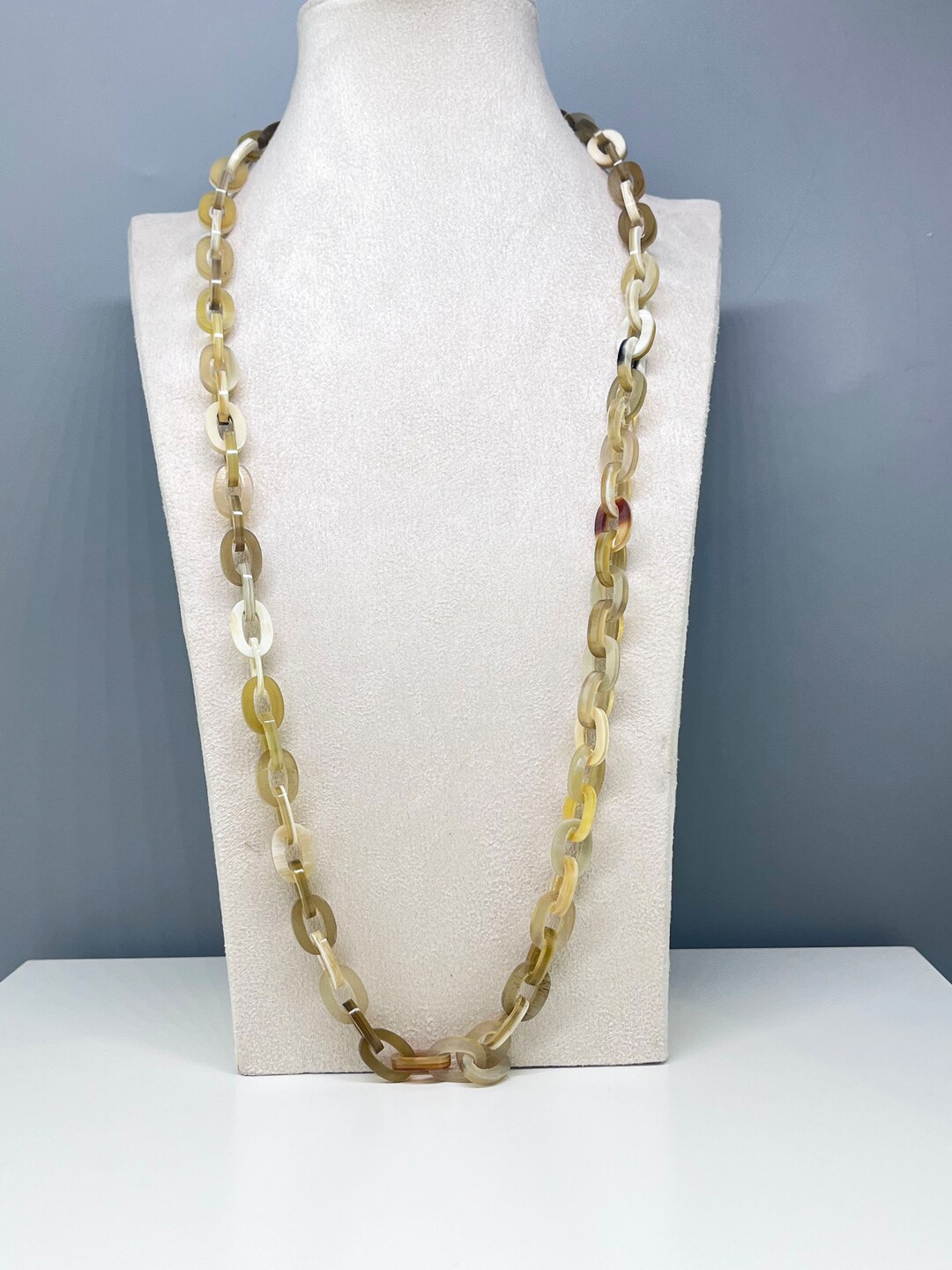 Big Chain Mesh Forced. Real Horn Necklace. Natural Horn Jewelry ...