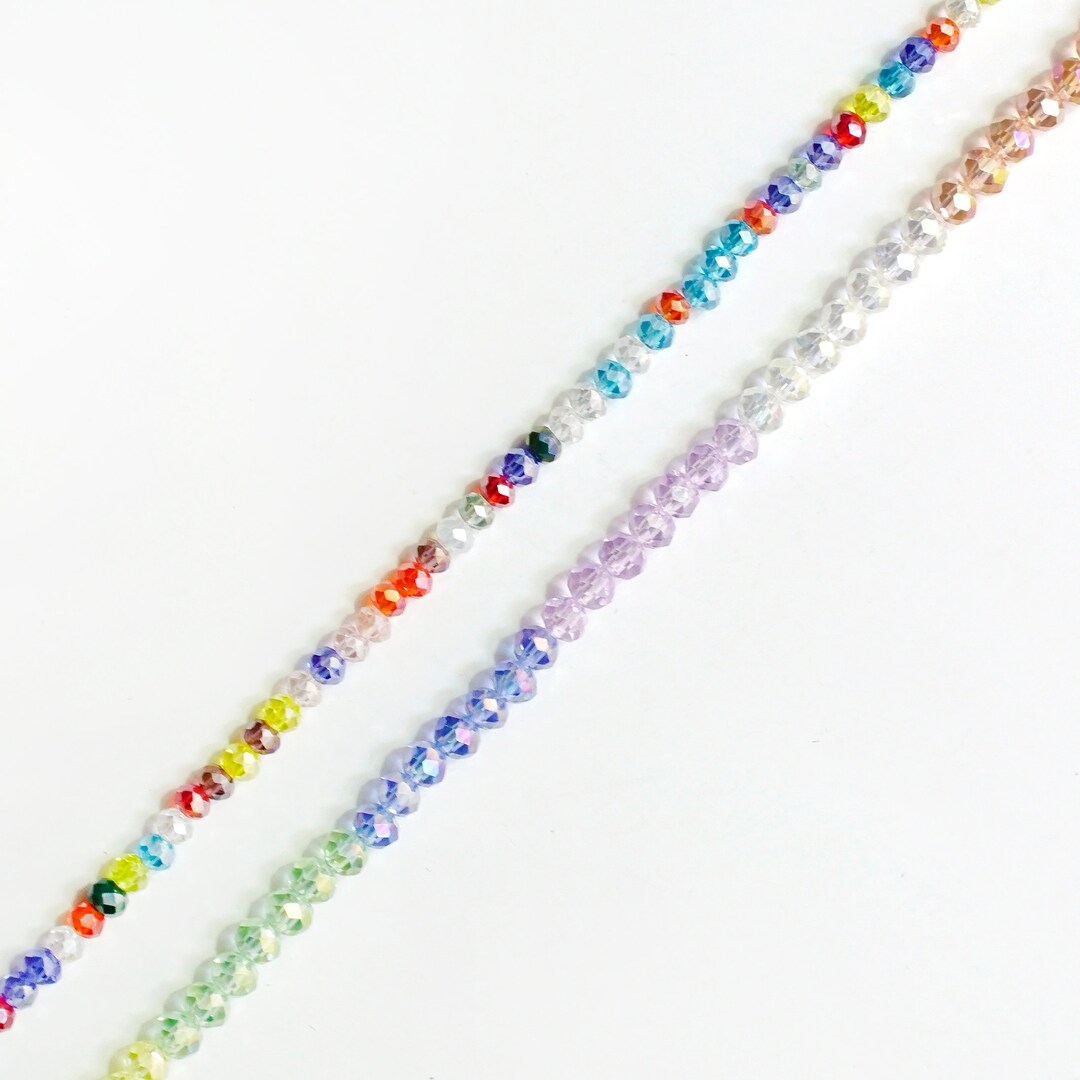 1 Line/bp0106/ 3,4mm Crystal Rondel Cut AB Rainbow Beads, Acrylic Beads ...