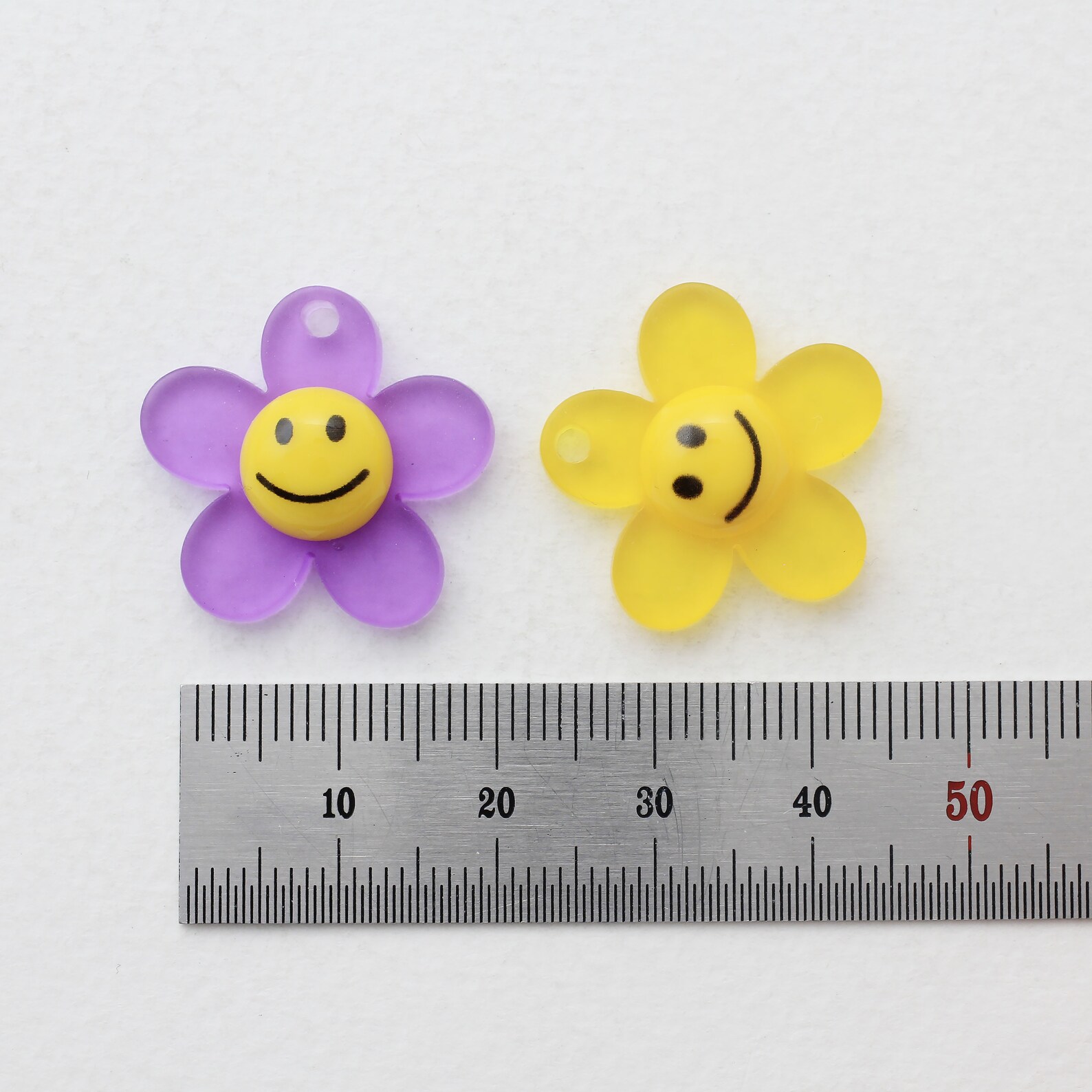 4pcs/gp0010/ Flower Smiley Charm Smiley Face Charm Acrylic - Etsy