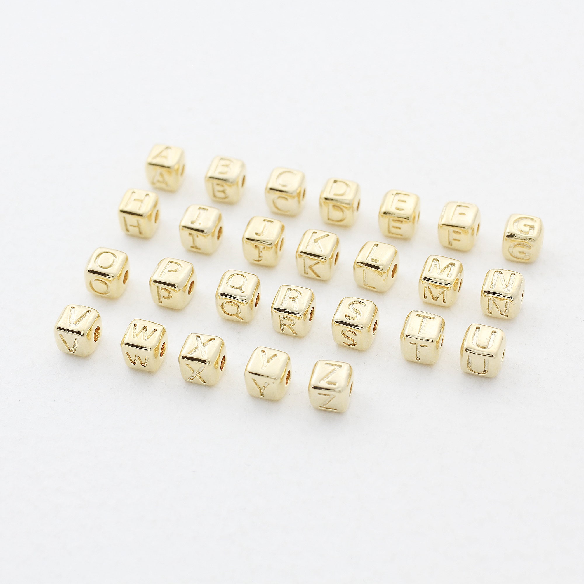 2pcs/ BP0029G / Cube Initial Beads Beads Initial Beads | Etsy