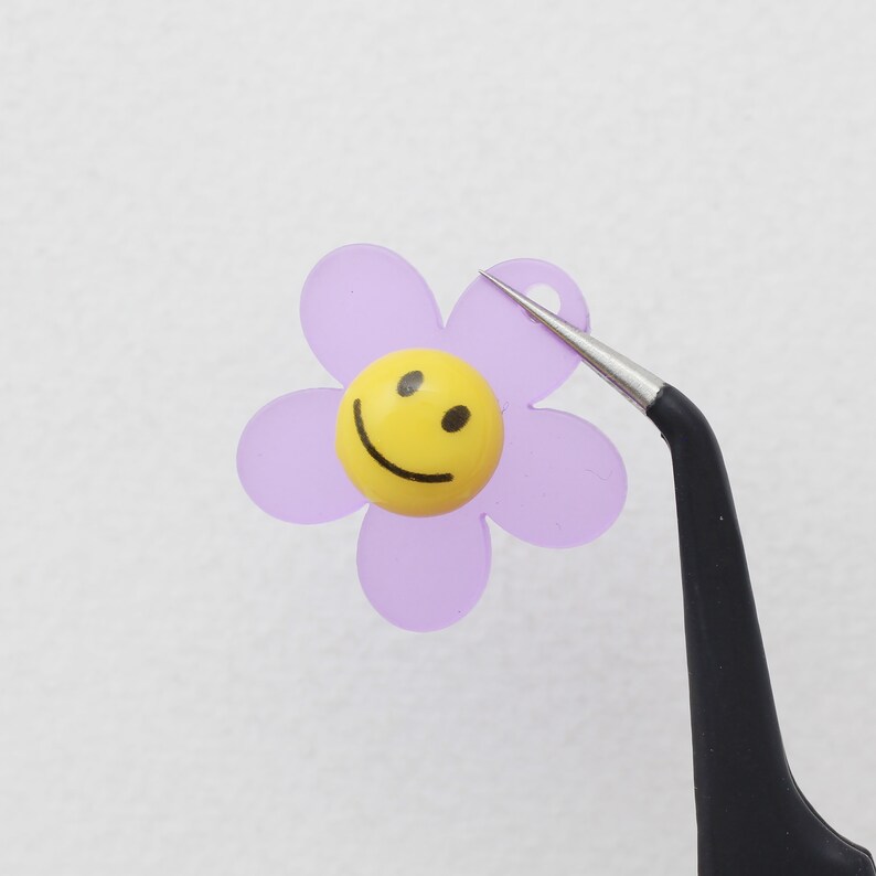4pcs/gp0010/ Flower Smiley Charm Smiley Face Charm Acrylic - Etsy