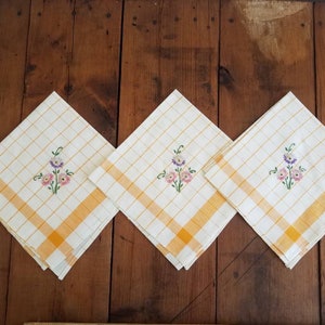 Vintagesquare Yellow Orange Plaid Tablecloth Set Featuring - Etsy