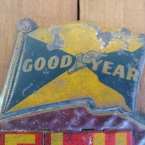 Vintage 1930's Goodyear Service Advertising License Plate Topper Sign ...