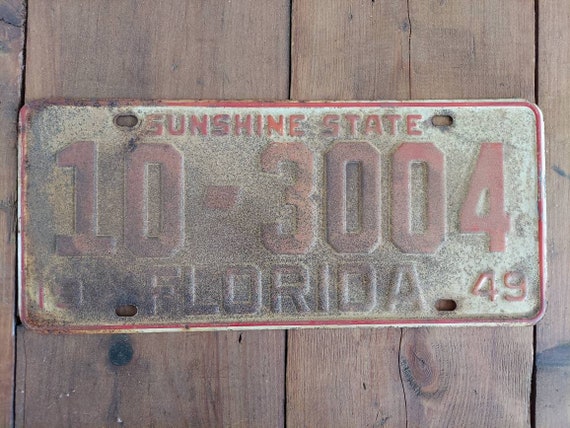 1949 Florida FL Original License Plate 10-3004 Antique | Etsy