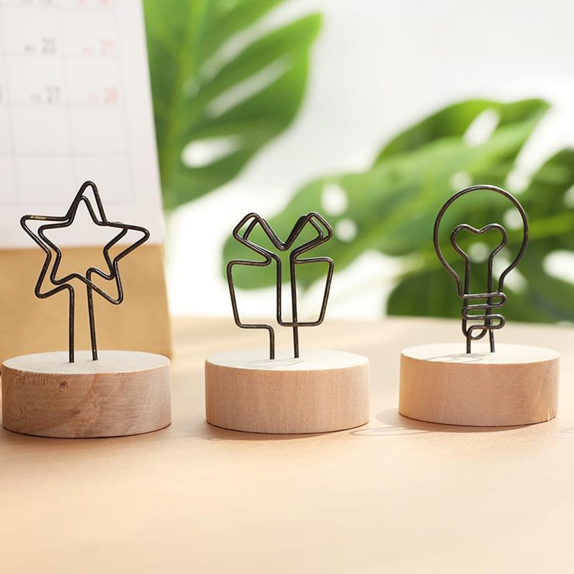 Wooden Photo Holder Picture Holder With Wire Metal Shape | Etsy