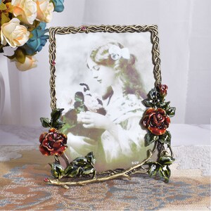 Rose Flower Art Picture Frame,metal Photo Frame Wedding,rustic Photo ...