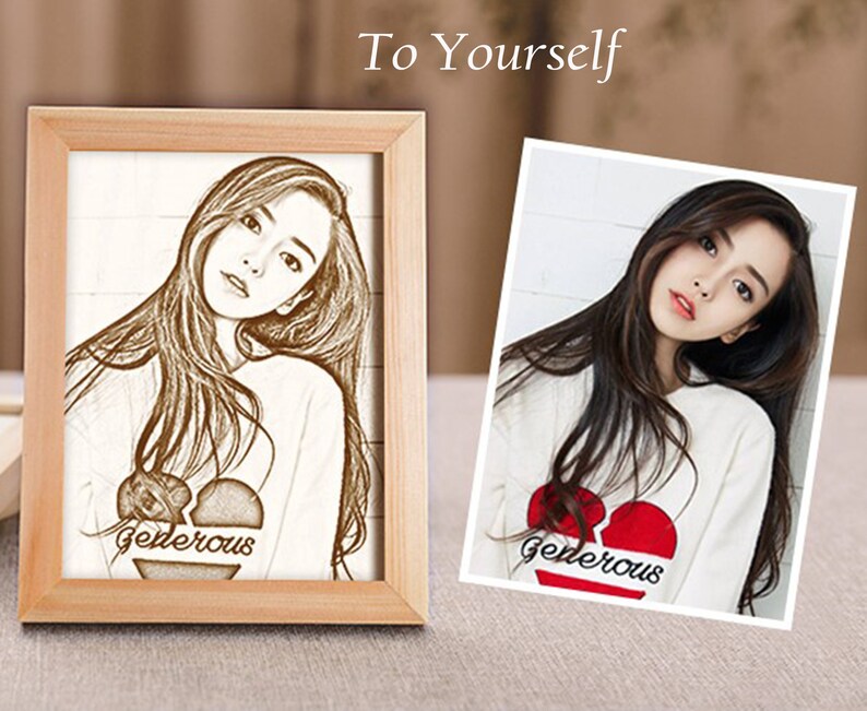 Custom Wooden Engraved Photo Portrait Frame Photo on - Etsy