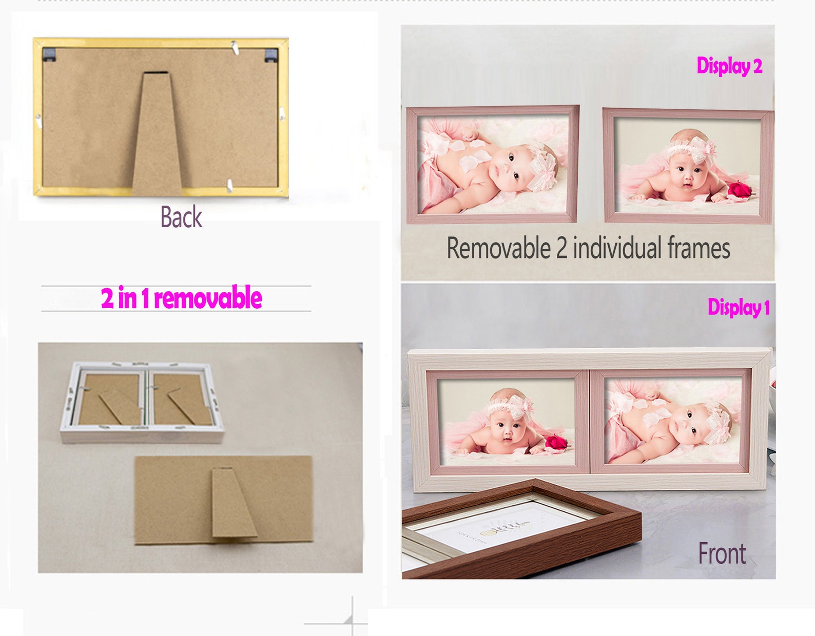2 In1 Removable Multi Photo Frame Rustic Photo - Etsy