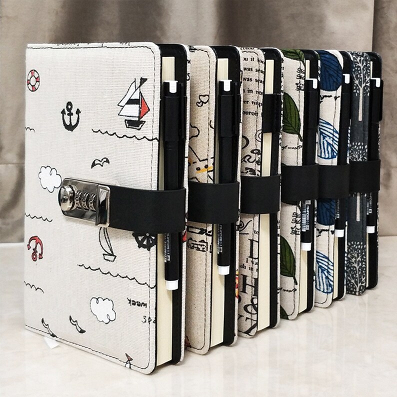 Coded Lock Notebooks A5 Cloth Journals and Notebookelegant | Etsy