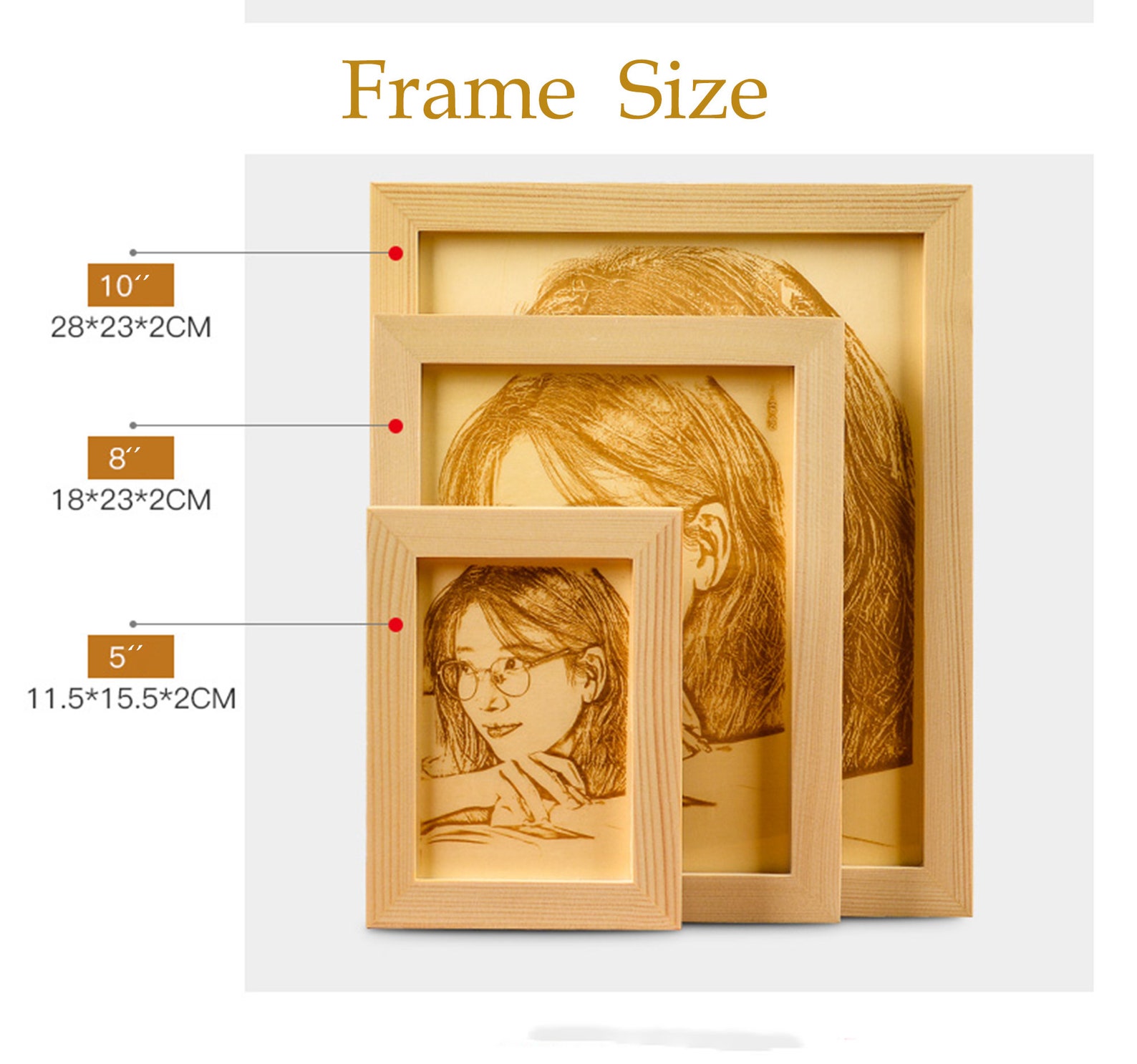 Custom Wooden Engraved Photo Portrait Frame Photo on - Etsy