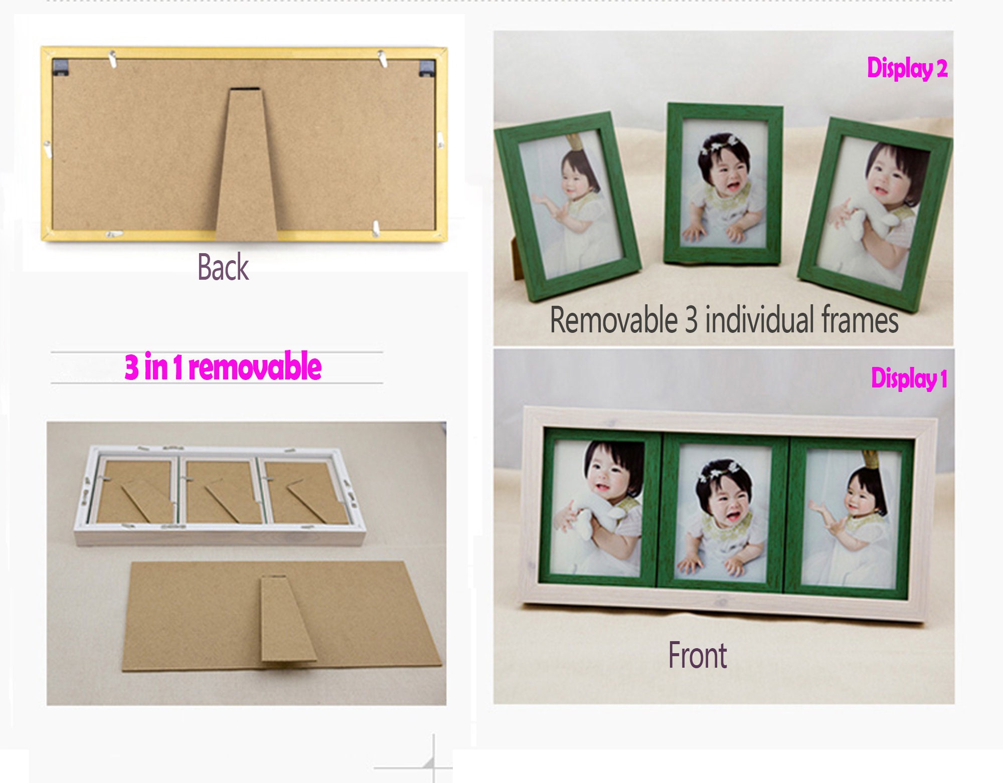 Triple Removable Photo Frame Baby First Year Photo | Etsy