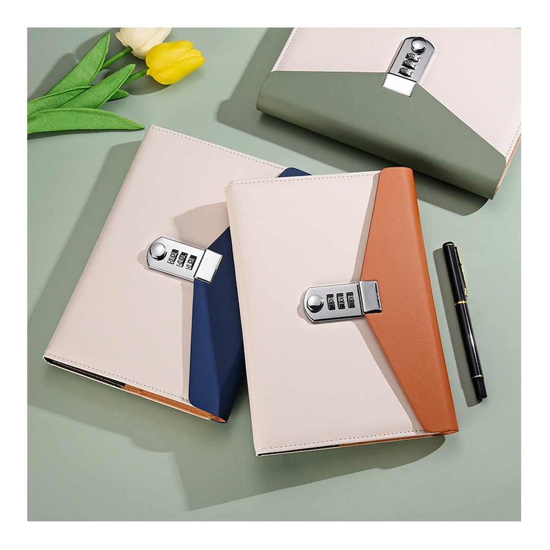 Two-tones Lock Journal Notebook for Adult, Business Journal, Soft ...