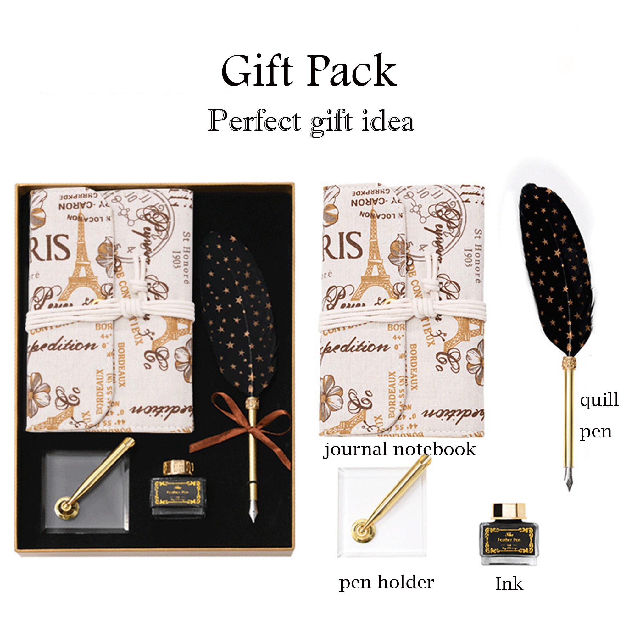 Quill Pen Calligraphy Setjournals and Pen Gift Setfeather | Etsy