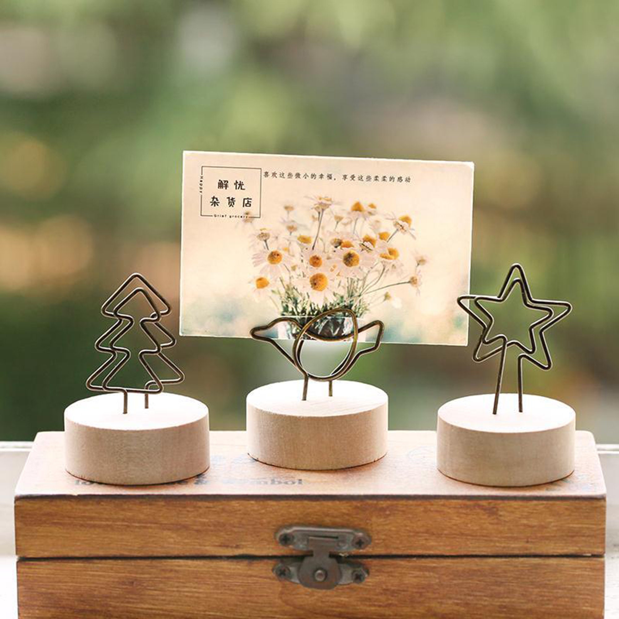 Wooden Photo Holder Picture Holder With Wire Metal Shape | Etsy