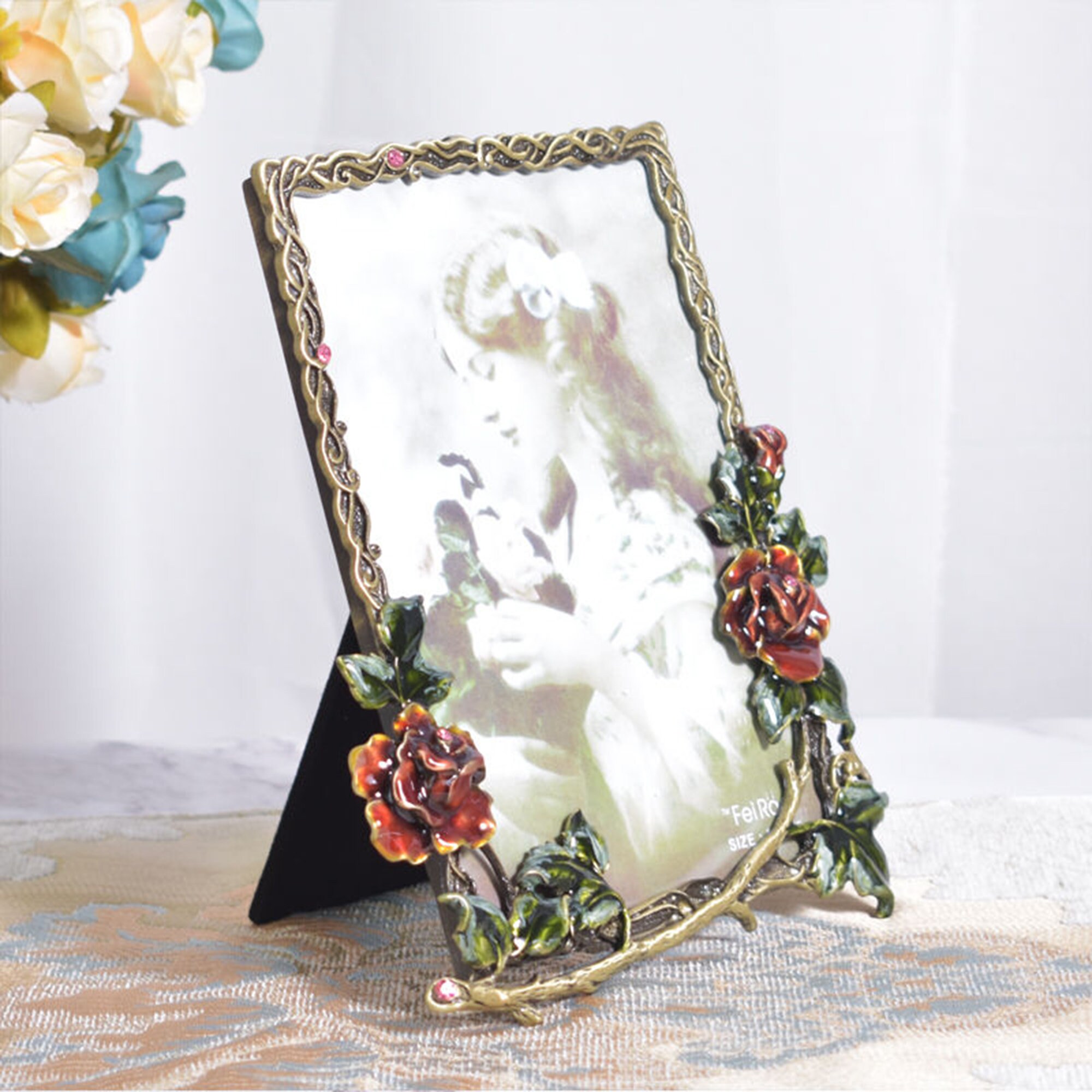 Rose Flower Art Picture Framemetal Photo Frame Weddingrustic | Etsy