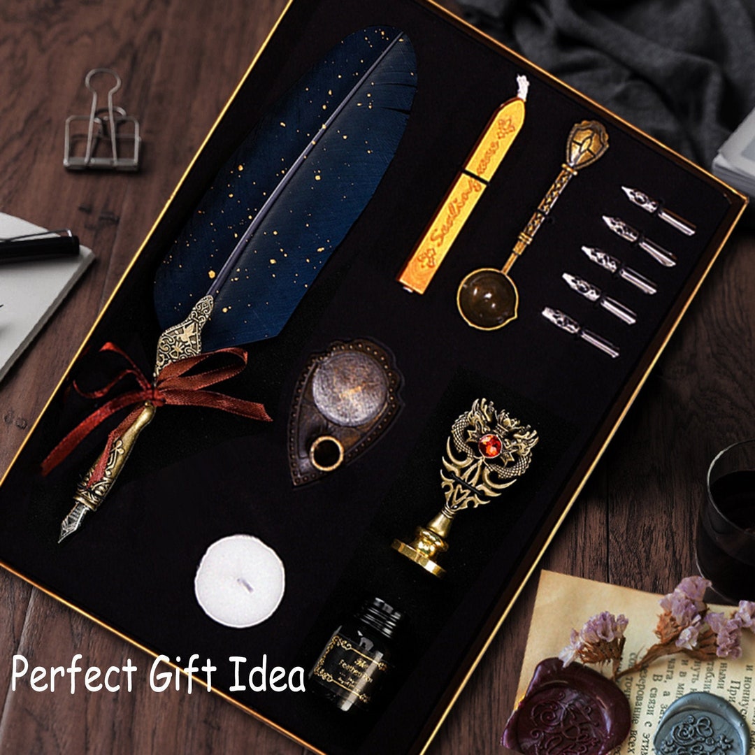 Quill Pen Gift Set,stationery Sets,feather Pen Calligraphy and Ink,wax ...