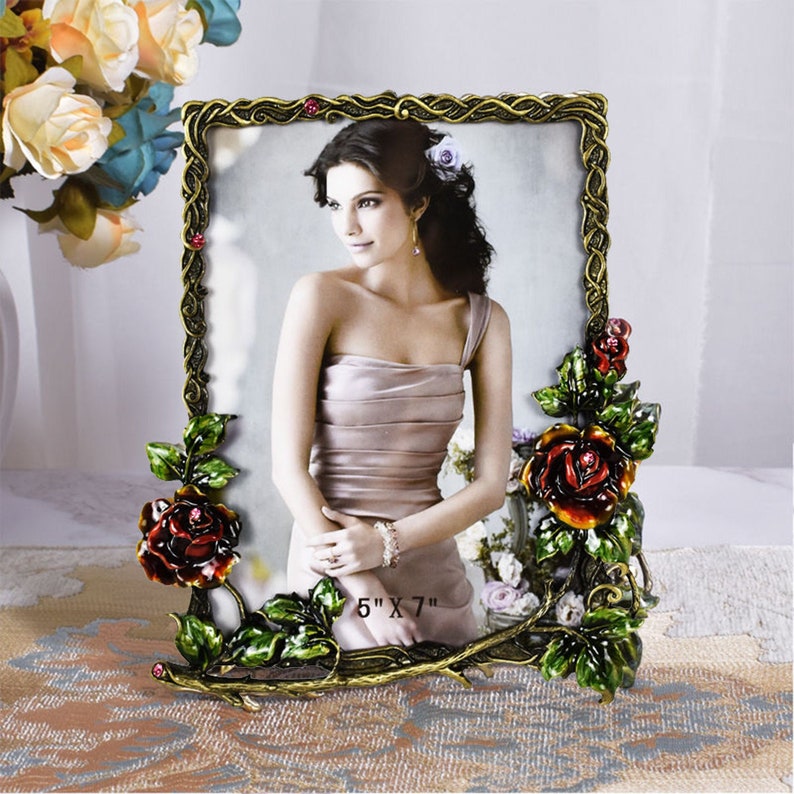 Rose Flower Art Picture Framemetal Photo Frame Weddingrustic - Etsy