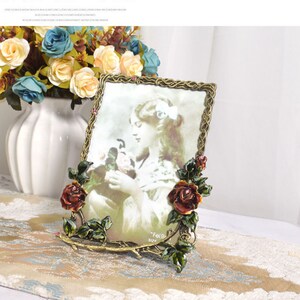 Rose Flower Art Picture Frame,metal Photo Frame Wedding,rustic Photo ...