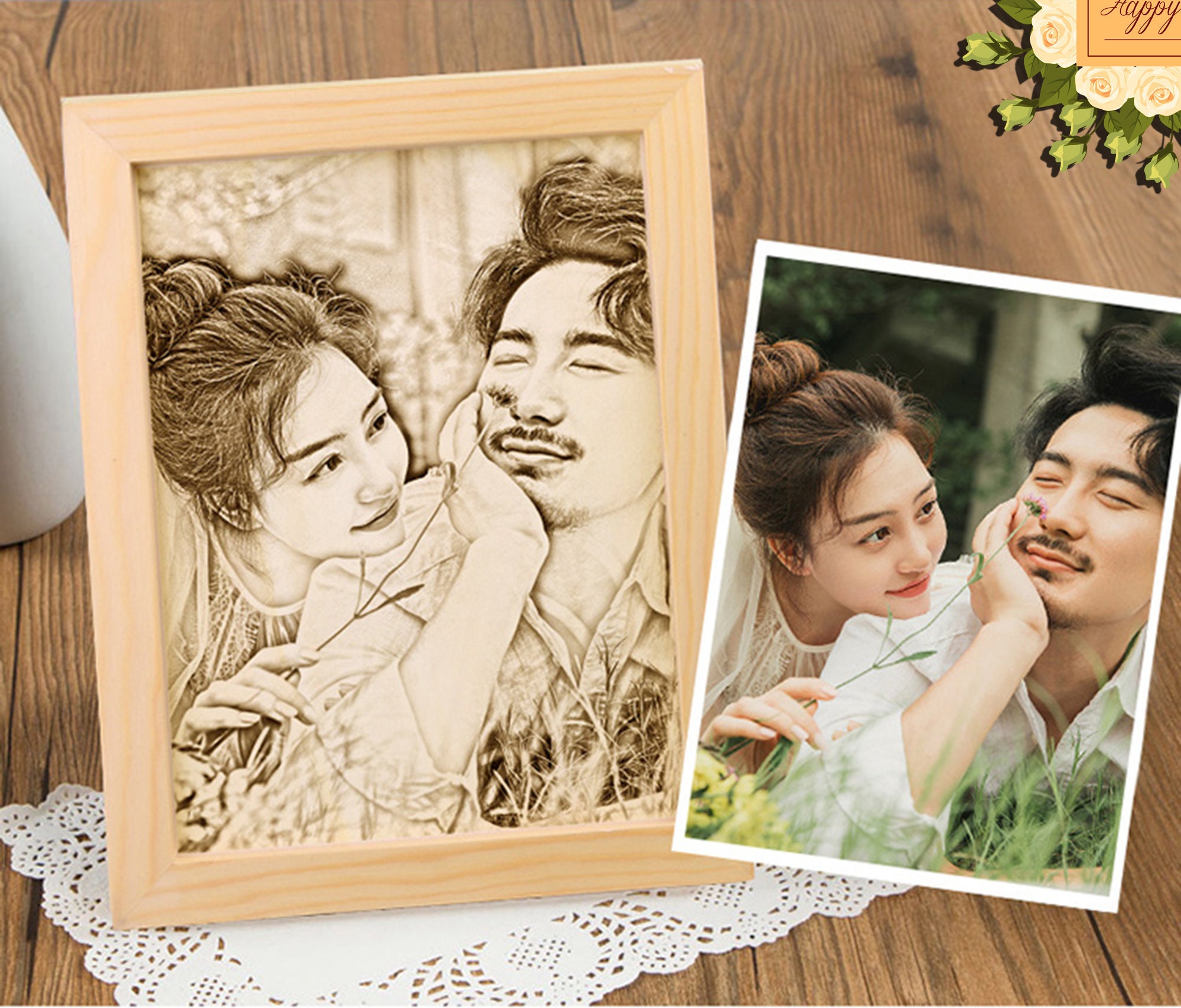 Personalized Wooden Engraved Photo Portrait Framephoto on | Etsy