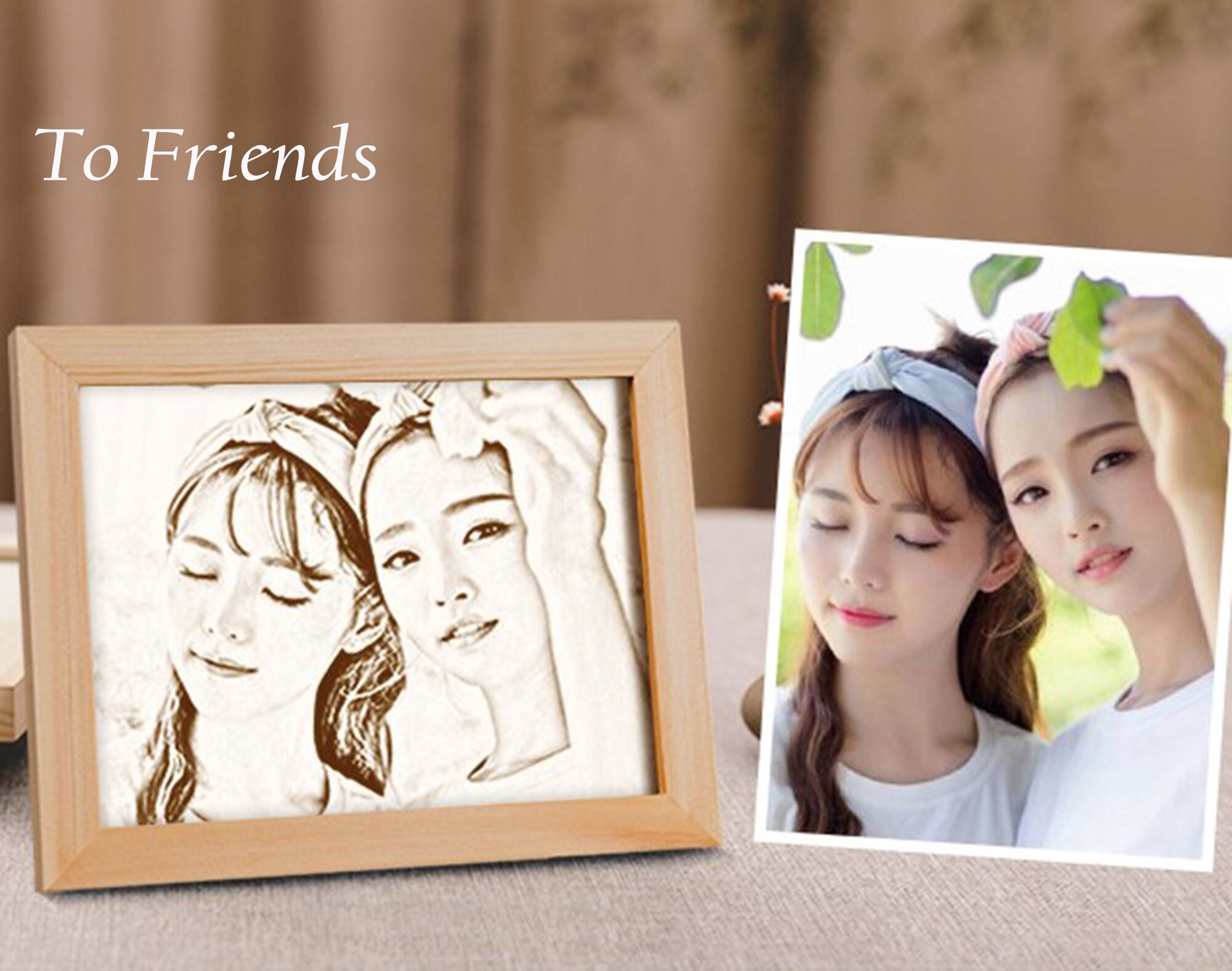 Custom Wooden Engraved Photo Portrait Frame Photo on | Etsy