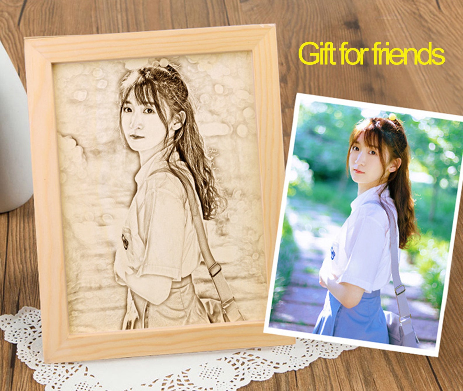 Personalized Wooden Engraved Photo Portrait Framephoto on | Etsy