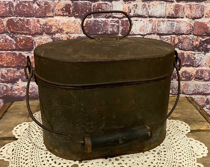 Antique Lunch Pail Vintage Coal Miner Lunch Bucket Old Metal Lunch Kit ...