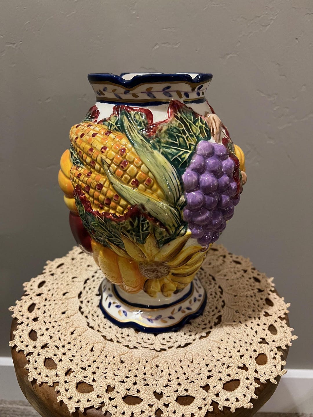 Vintage Fruit and Vegetable Large Vase - Bella Casa by GANZ Glazed ...