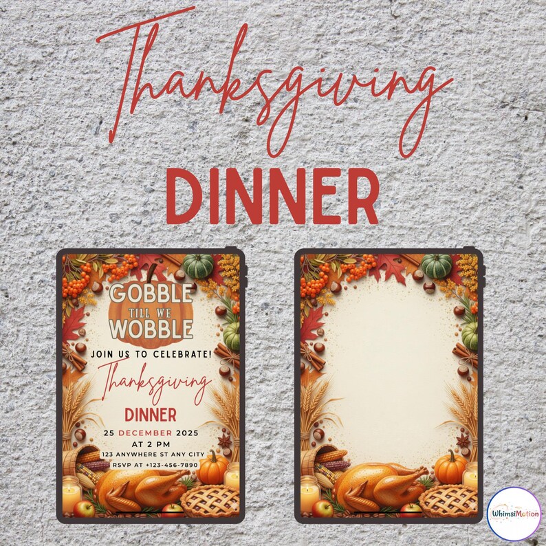 Thanksgiving Dinner Invitation | Gobble Till We Wobble Fall Evite ...