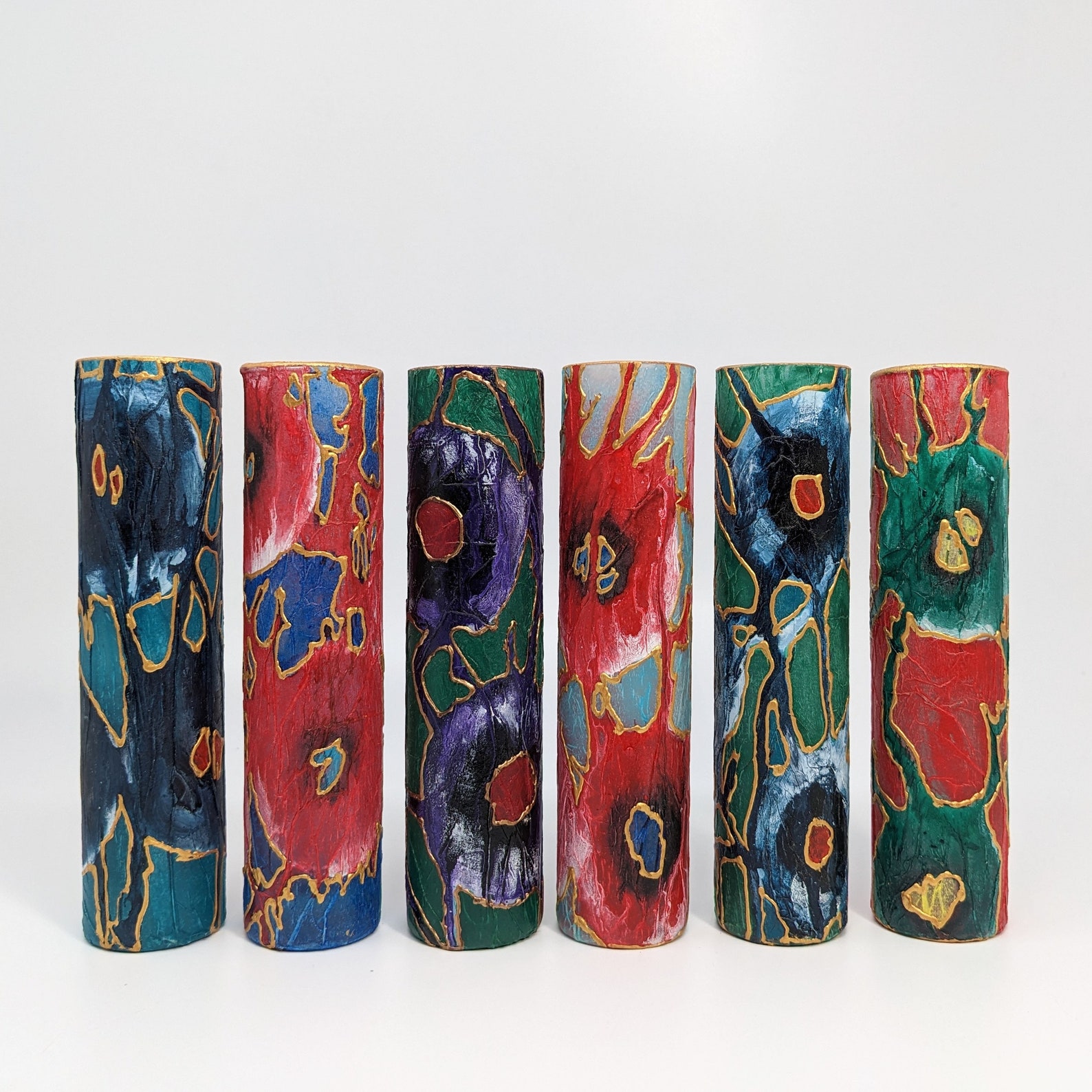 Vibrant Bud Glass Colourful Vase Hand Painted Abstract Floral - Etsy UK