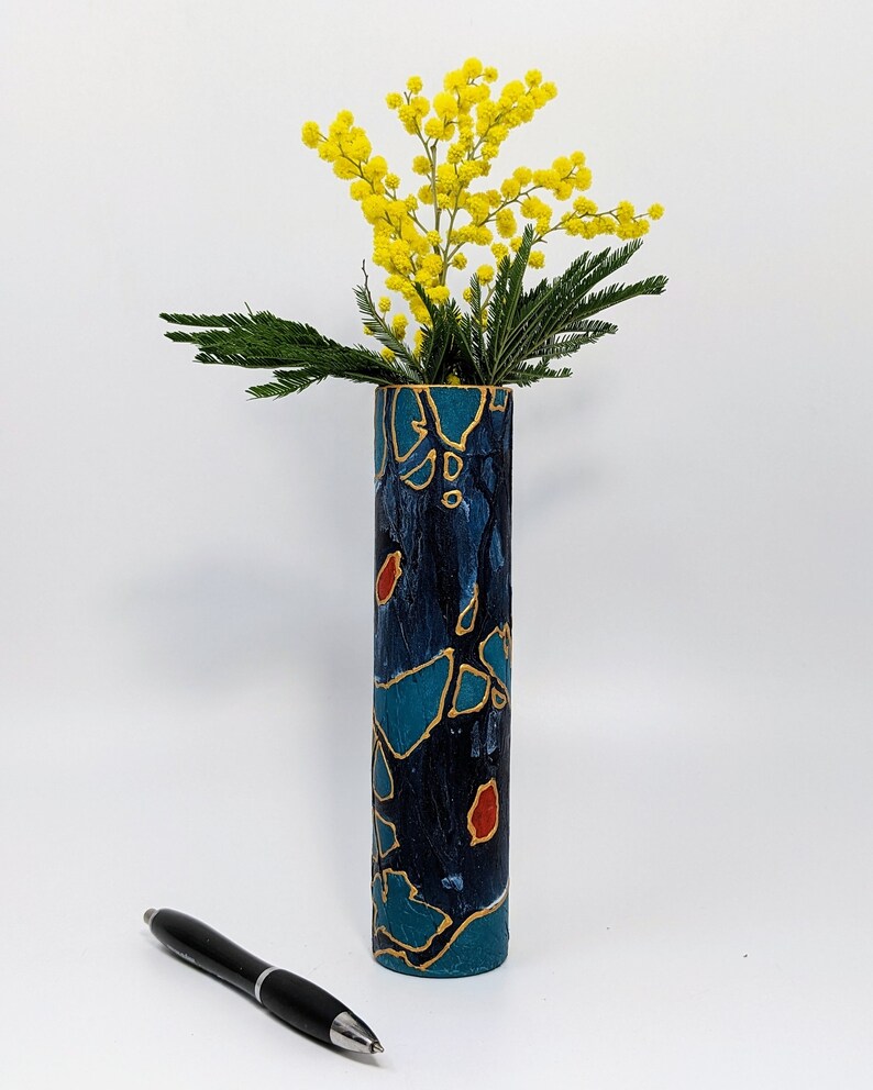 Vibrant Bud Glass Colourful Vase Hand Painted Abstract Floral - Etsy UK