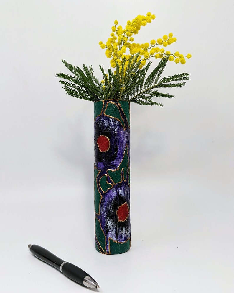 Vibrant Bud Glass Colourful Vase Hand Painted Abstract Floral - Etsy UK