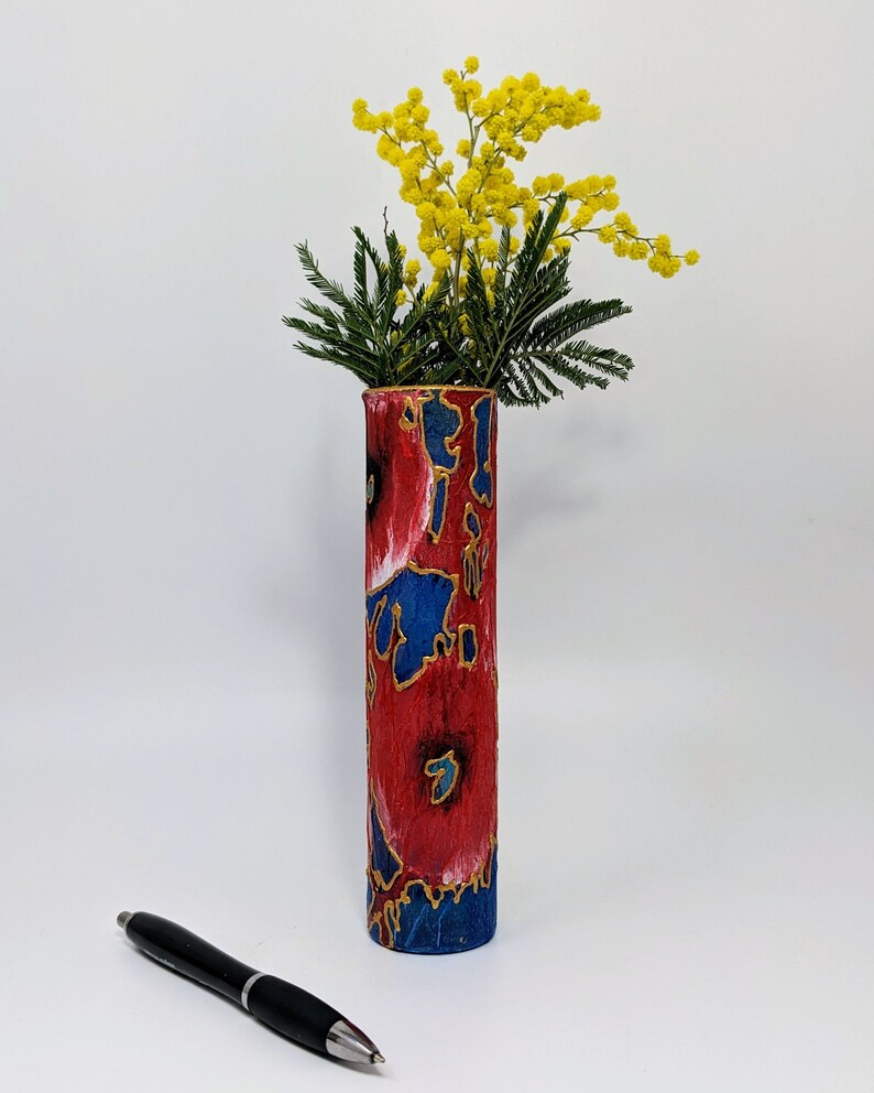 Vibrant Bud Glass Colourful Vase Hand Painted Abstract Floral - Etsy UK