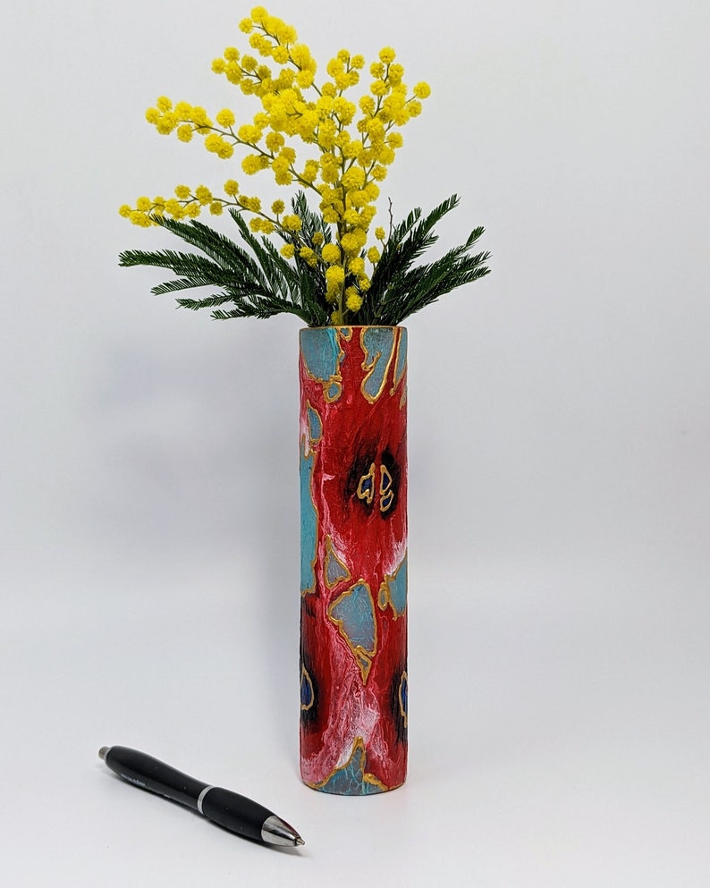 Vibrant Bud Glass Colourful Vase Hand Painted Abstract Floral - Etsy UK