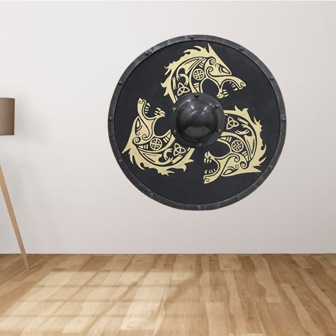 Medieval Golden Wolf Viking Shield Hand Painted Battle Ready - Etsy