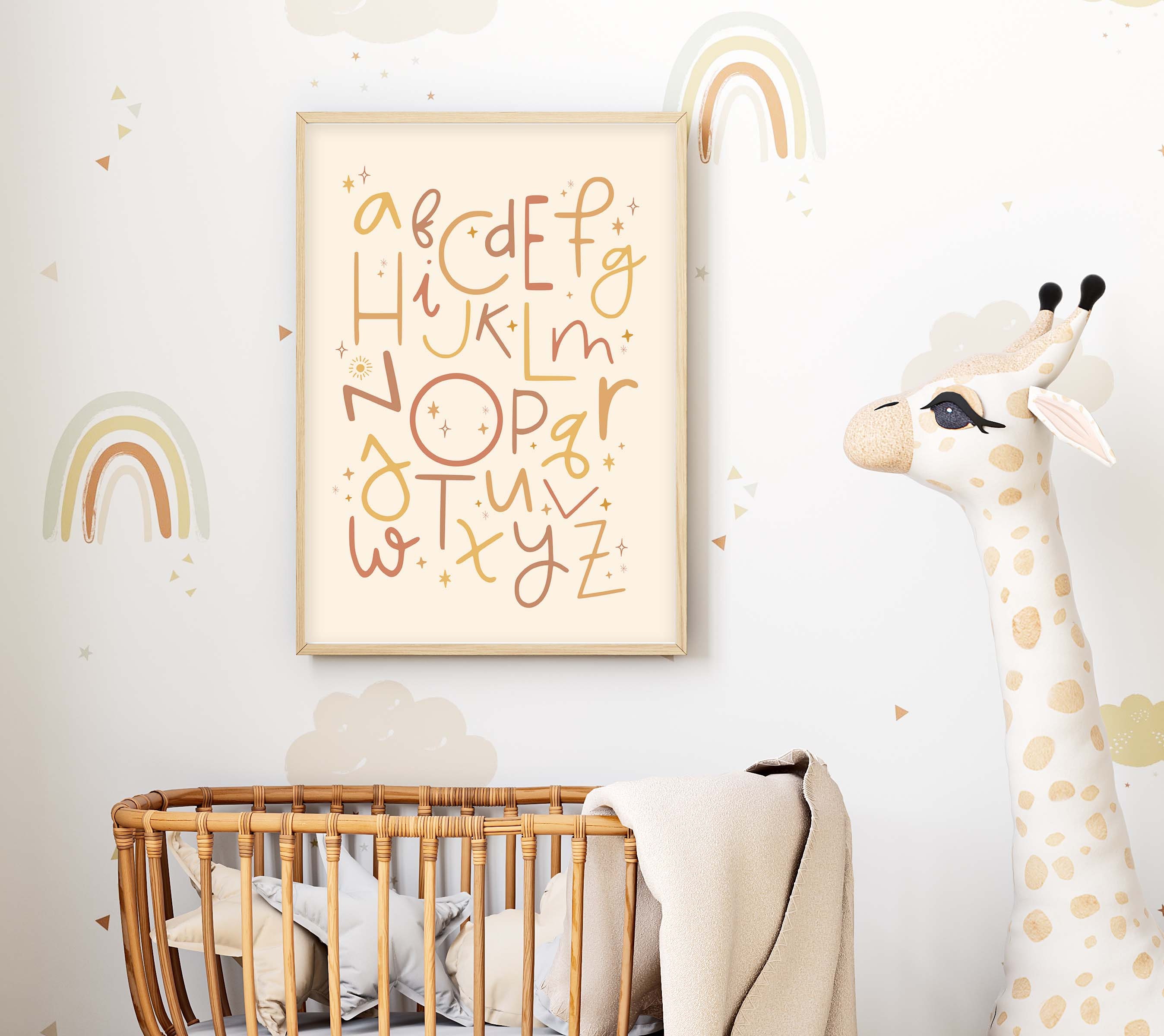 Boho Alphabet Poster ABC Poster Alphabet Print Kids Wall | Etsy