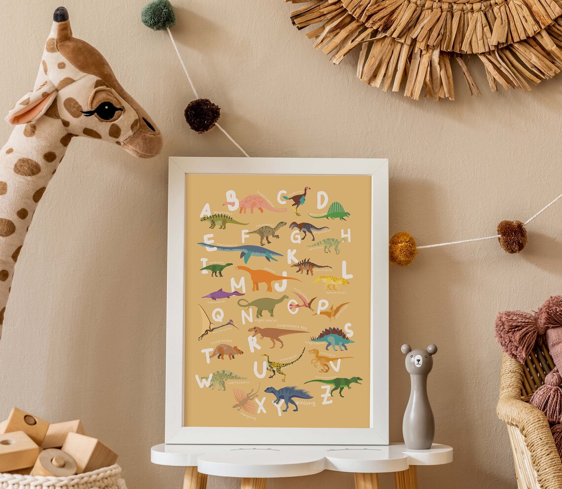 Dinosaur Alphabet Poster Kids Room Decor Dinosaur Theme - Etsy